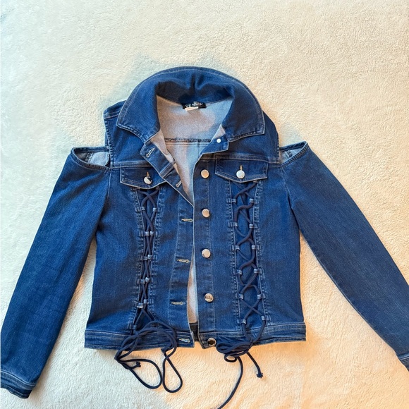 VENUS | Jackets & Coats | Venus Blue Denim Jacket With Laceup Design ...